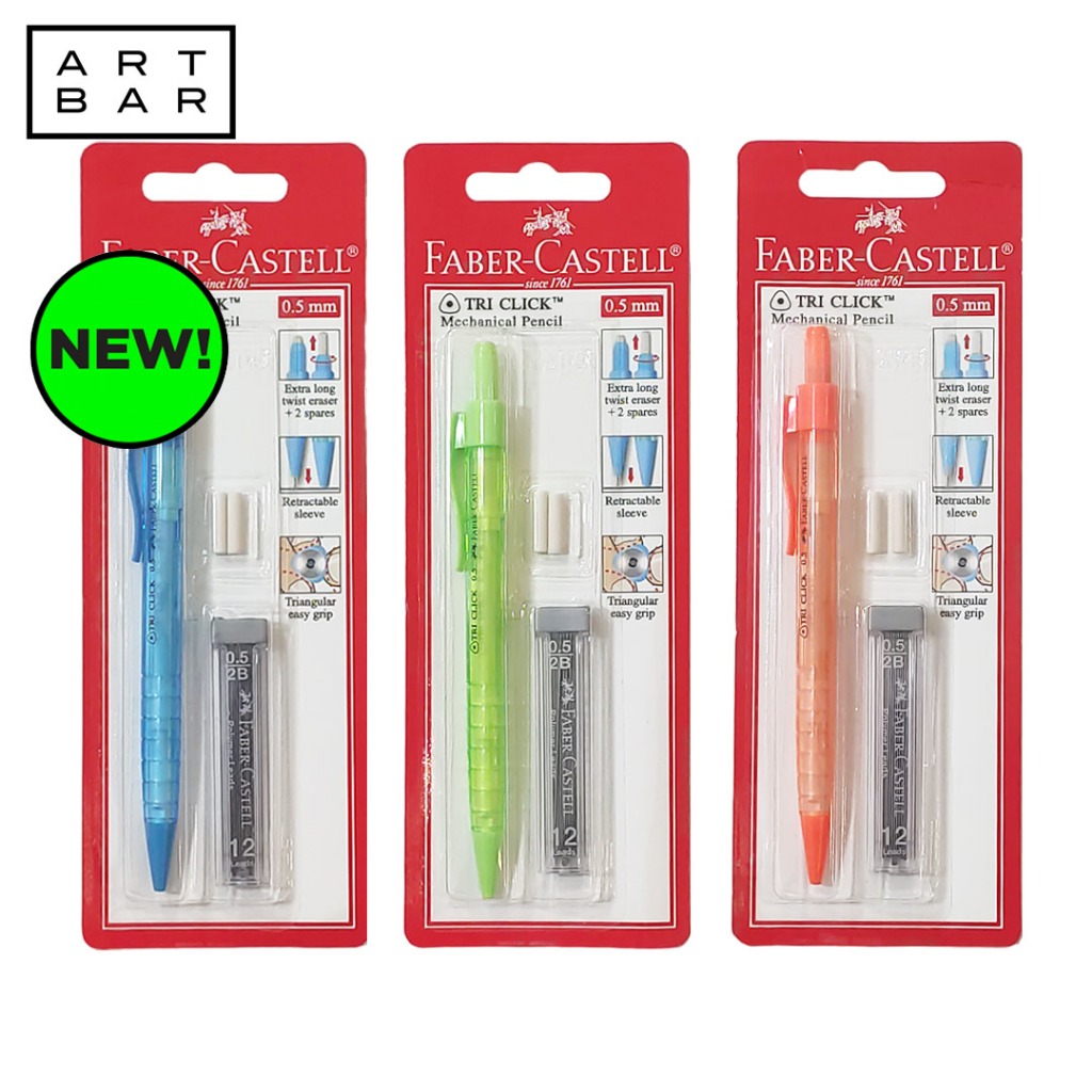 Faber-Castell Tri-Click Mechanical Pencil 0.5mm with Lead Eraser ...
