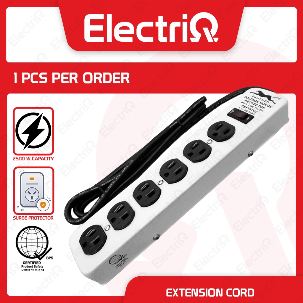 Electriq l Panther Power Extension 1.75M Cord Cable w/ Voltage Surge ...
