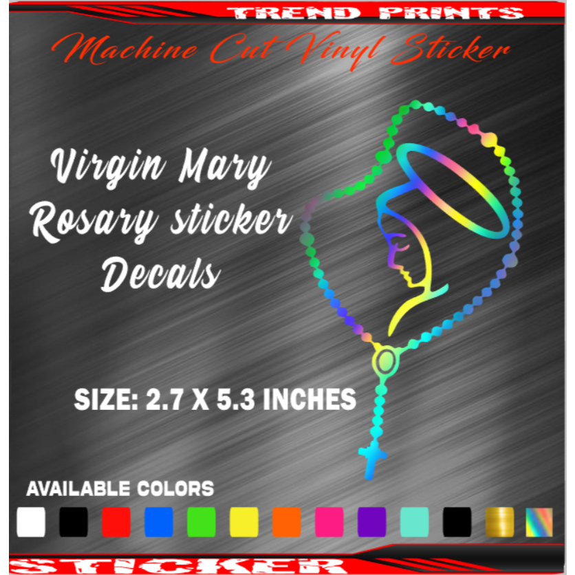 Rosary Virgin Mary Fatima vinyl catholic laptop car bumper stickers ...