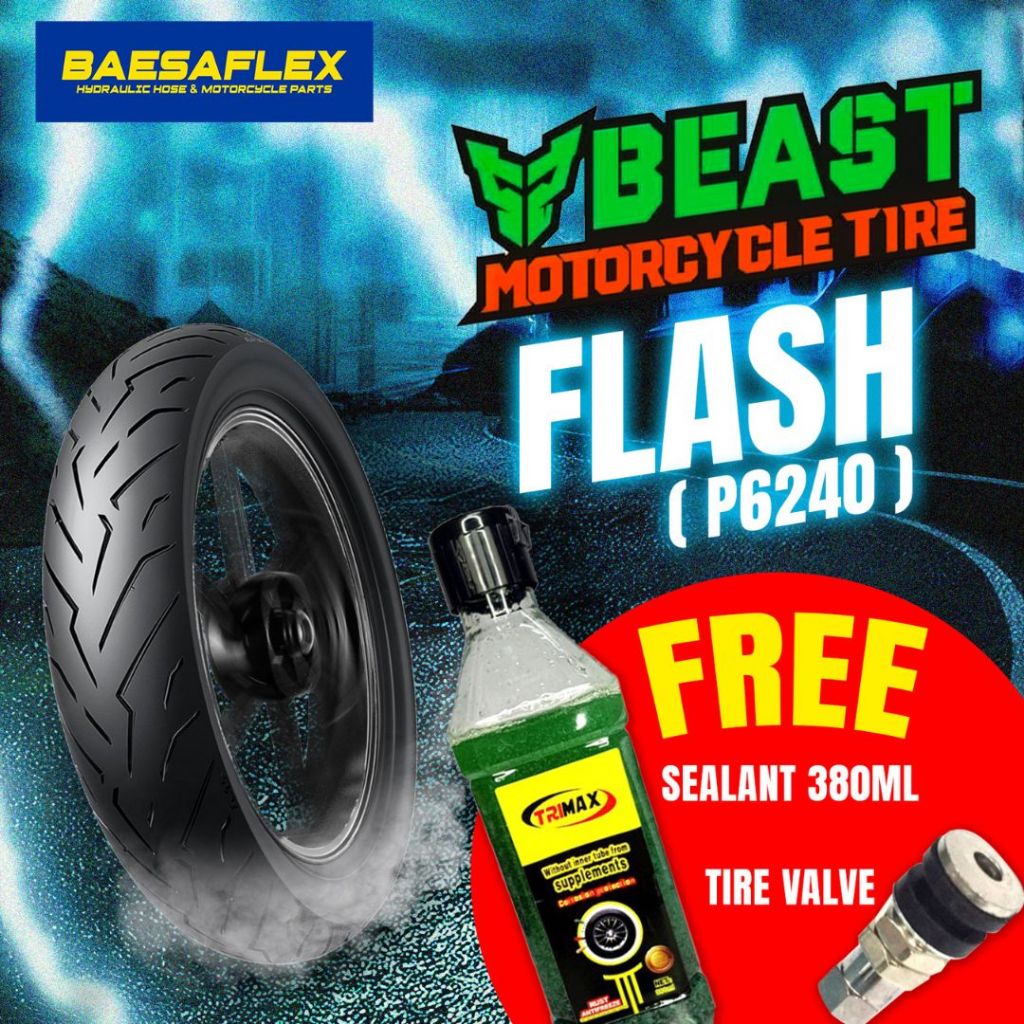 BEAST TIRE TUBELESS FLASH SC / P6240 SIZE (FREE SEALANT AND TIRE VALVE ...