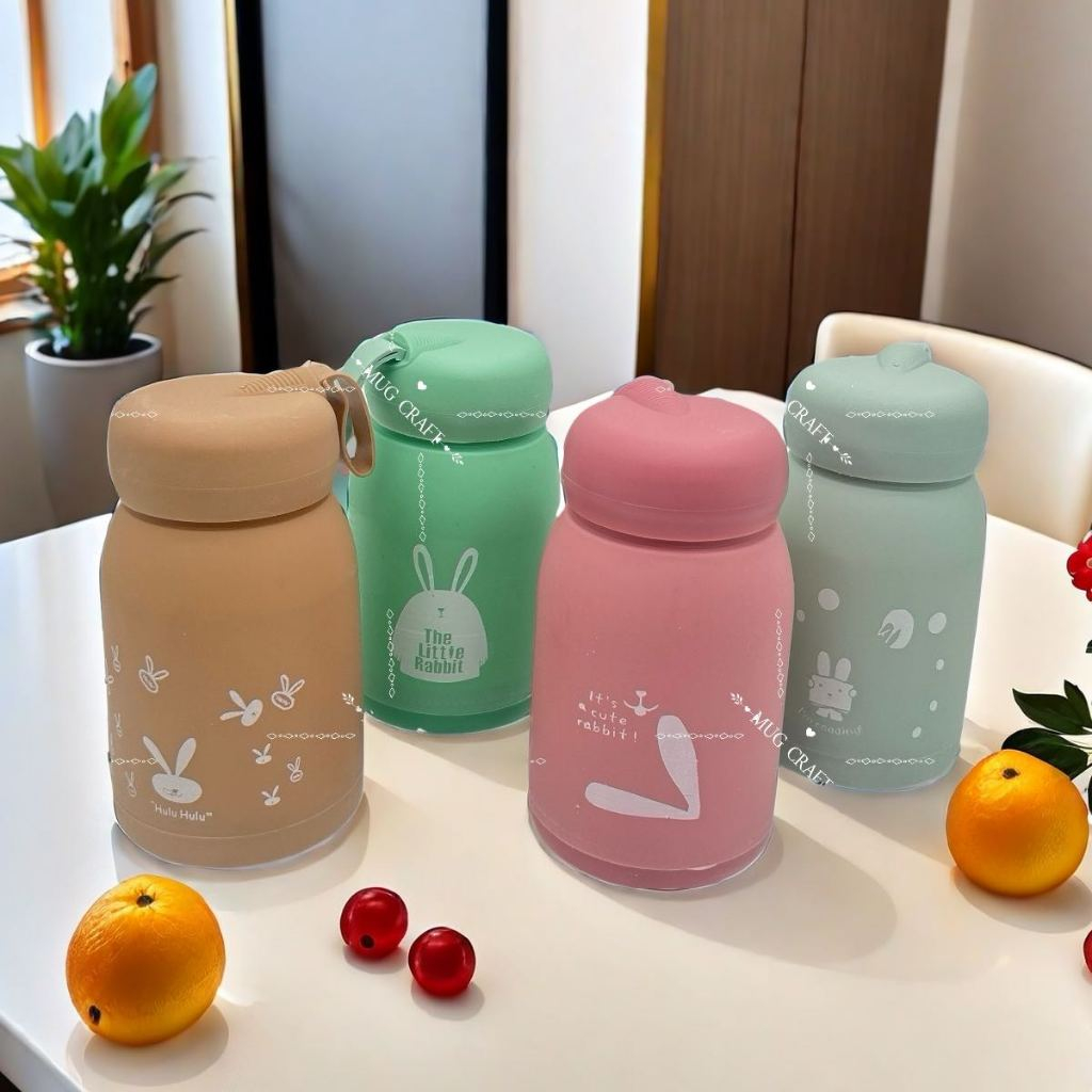 Cute Kids Student Cup Tumbler Hot and Cold Vacuum Bottle Rabbit Design ...