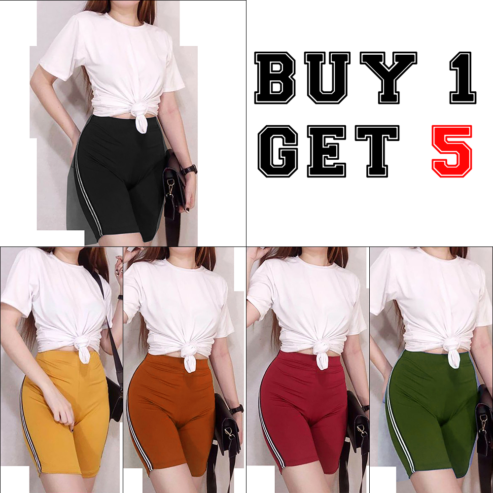 SS Buy 1 Get 5 Biker Shorts Track Short Stretchable Highwaist Cycling ...