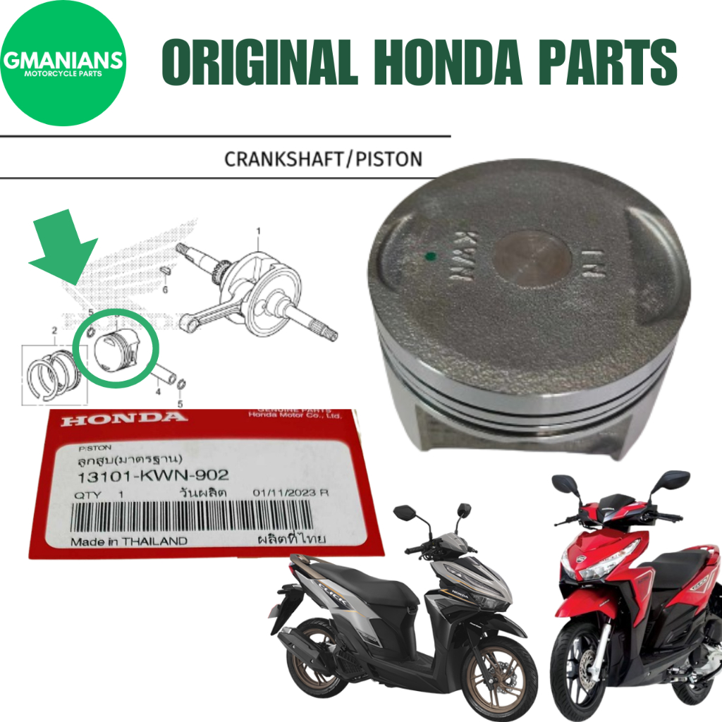 GENUINE/ ORIGINAL Piston click 125 FI V1, V2 13101-KWN-902 GMANIANS ...