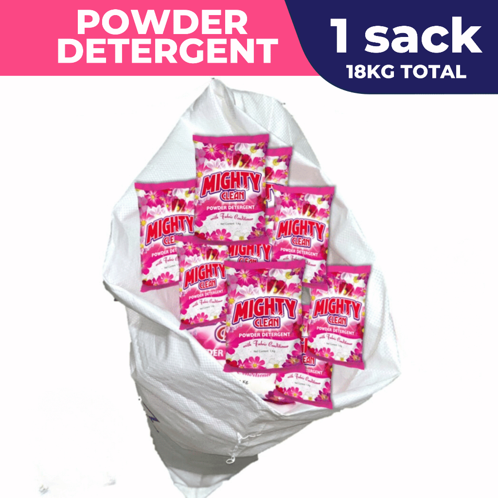 18 KILOS Mighty Clean Powder Detergent Floral Blossom Industrial Size ...