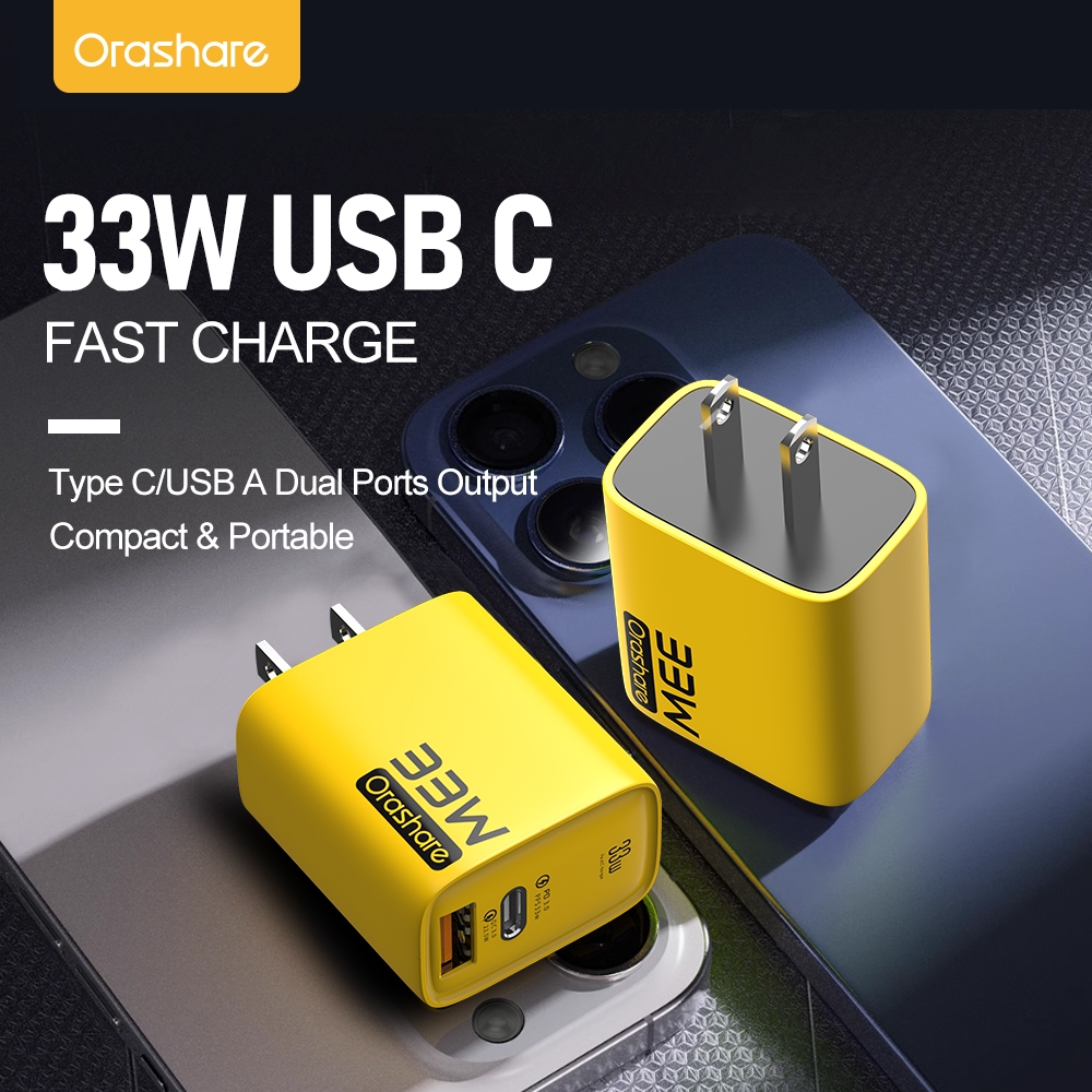 Orashare C33 Type C Fast Charger 33W Max Fast Charge Type-C & USB A ...