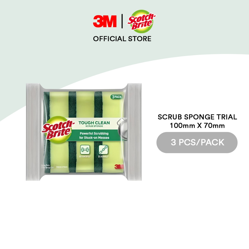 3M™ Scotch Brite® Tough Clean Scrub Sponge Trial 3 pcs/VP 100mm x 70mm ...