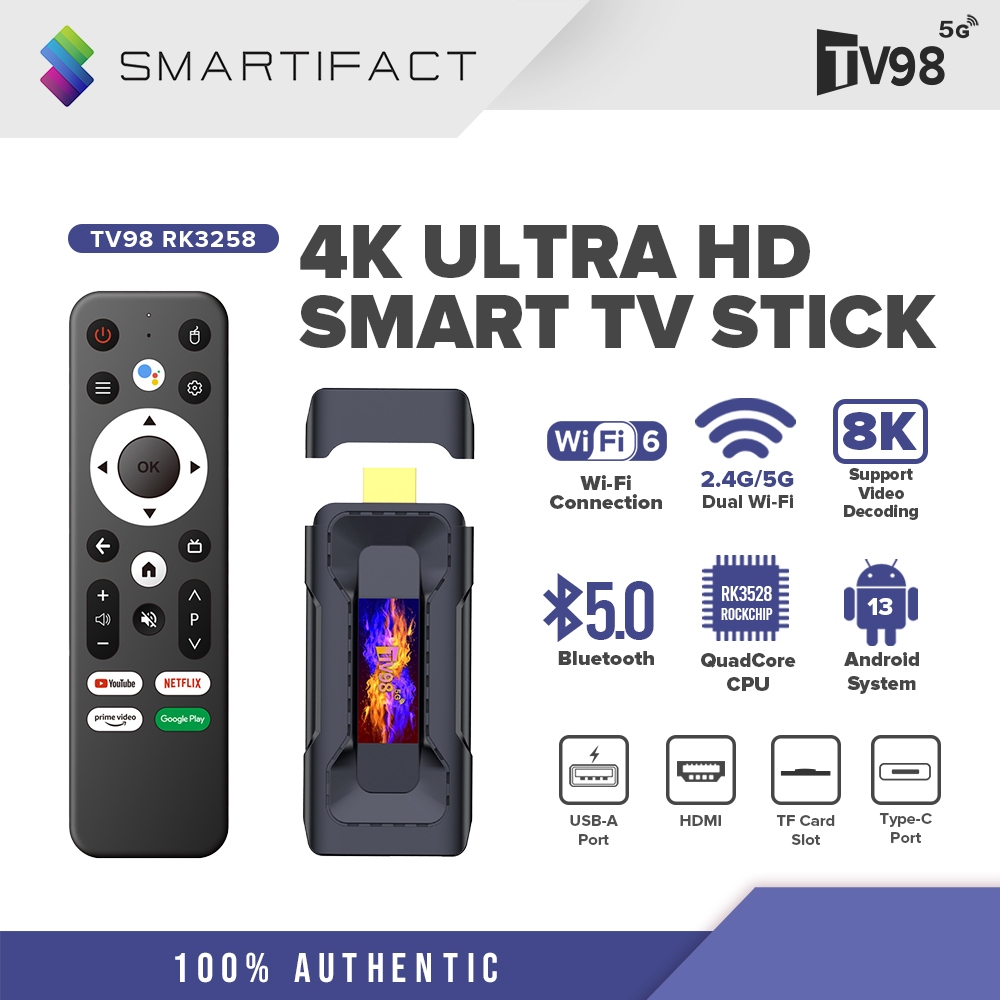 Smartifact TV98 RK3528 Stick 2GB+16GB Ultra HD 4K Smart TV Stick ...