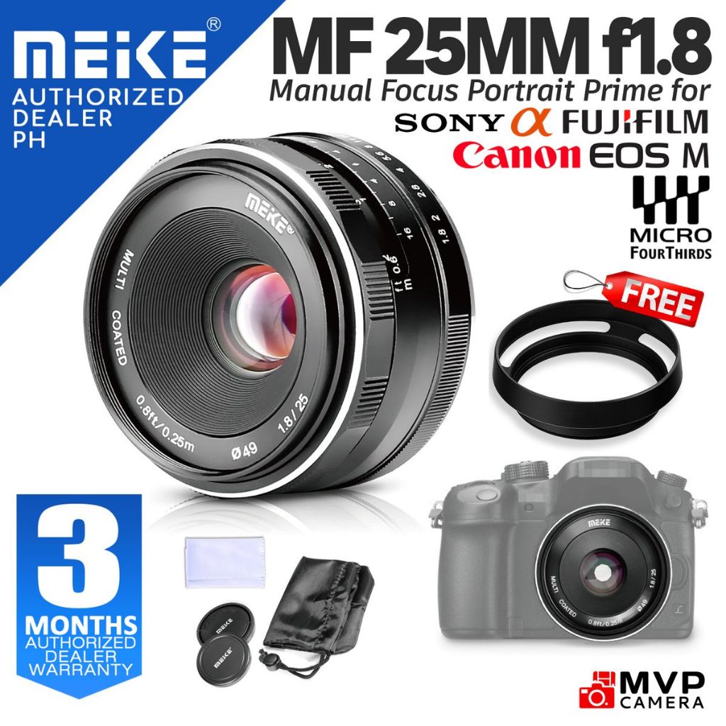 MEIKE 25mm f1.8 Manual Focus Lens for Mirrorless Cameras Xmount Emount ...