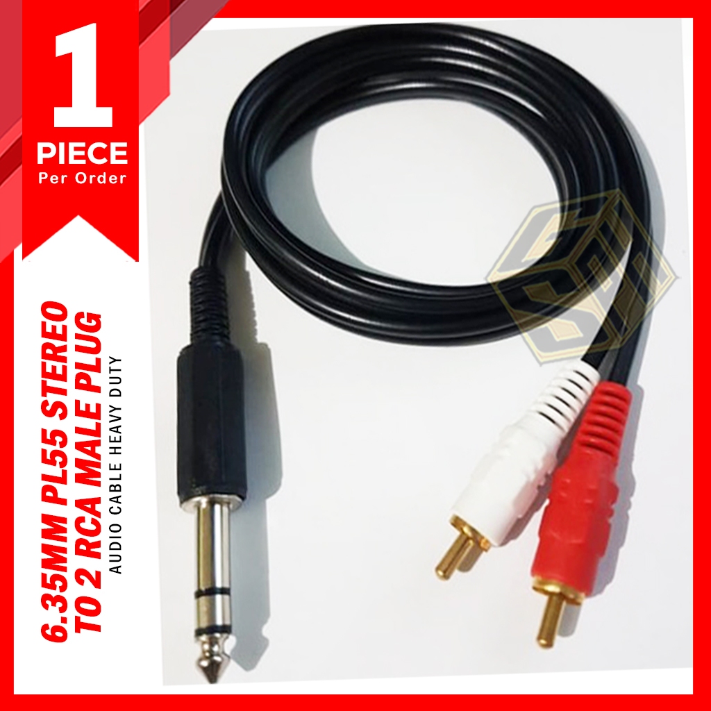 6.35mm PL Stereo Plug To 2 RCA Plug Audio Cables | Shopee Philippines