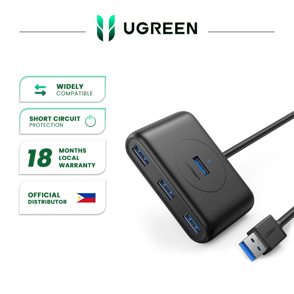 UGREEN USB 3.0 4 Port Hub Splitter with USB-C Power Port for Computer ...