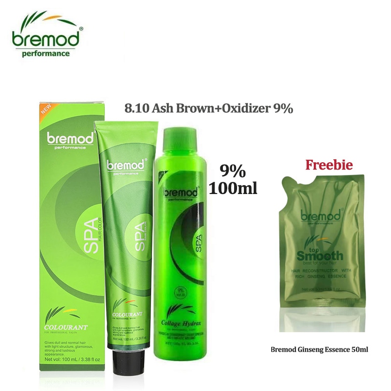 Bremod Hair Color 8.10 Ash Brown & Oxidizer 6% 9% 12% & Well Hair Hair ...