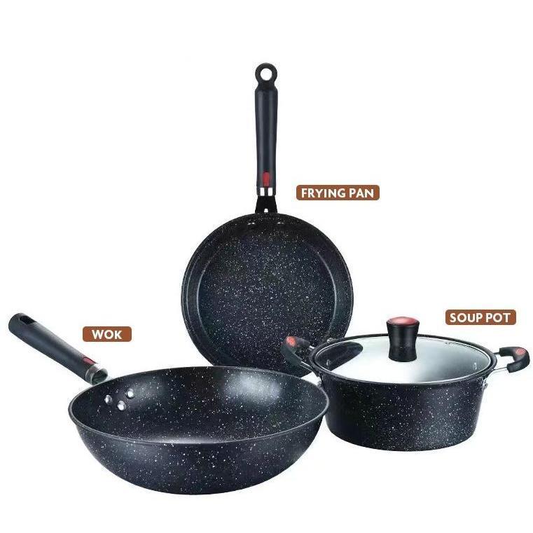 Non Stick Cookware Set 3 In 1 Frying pan frying pot stewing pan Steak ...