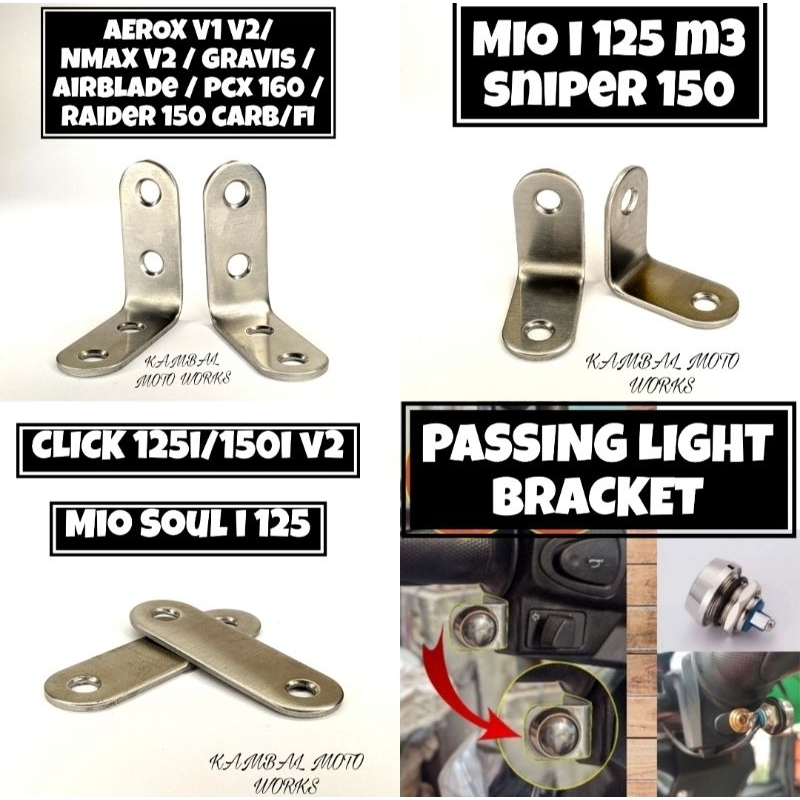 Mini driving light stainless bracket for mio i 125,Mio soul i,Aerox 155 ,Gravis, Honda click v2 ...