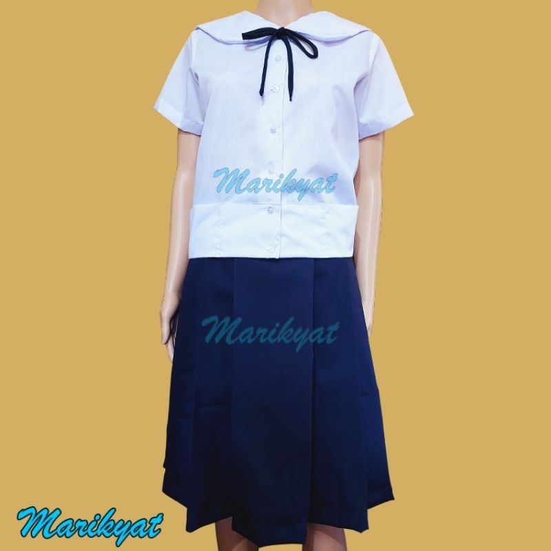 Marikyat's Marine Collar Blouse and Skirt Uniform (20-30 inches waistline) | Shopee Philippines