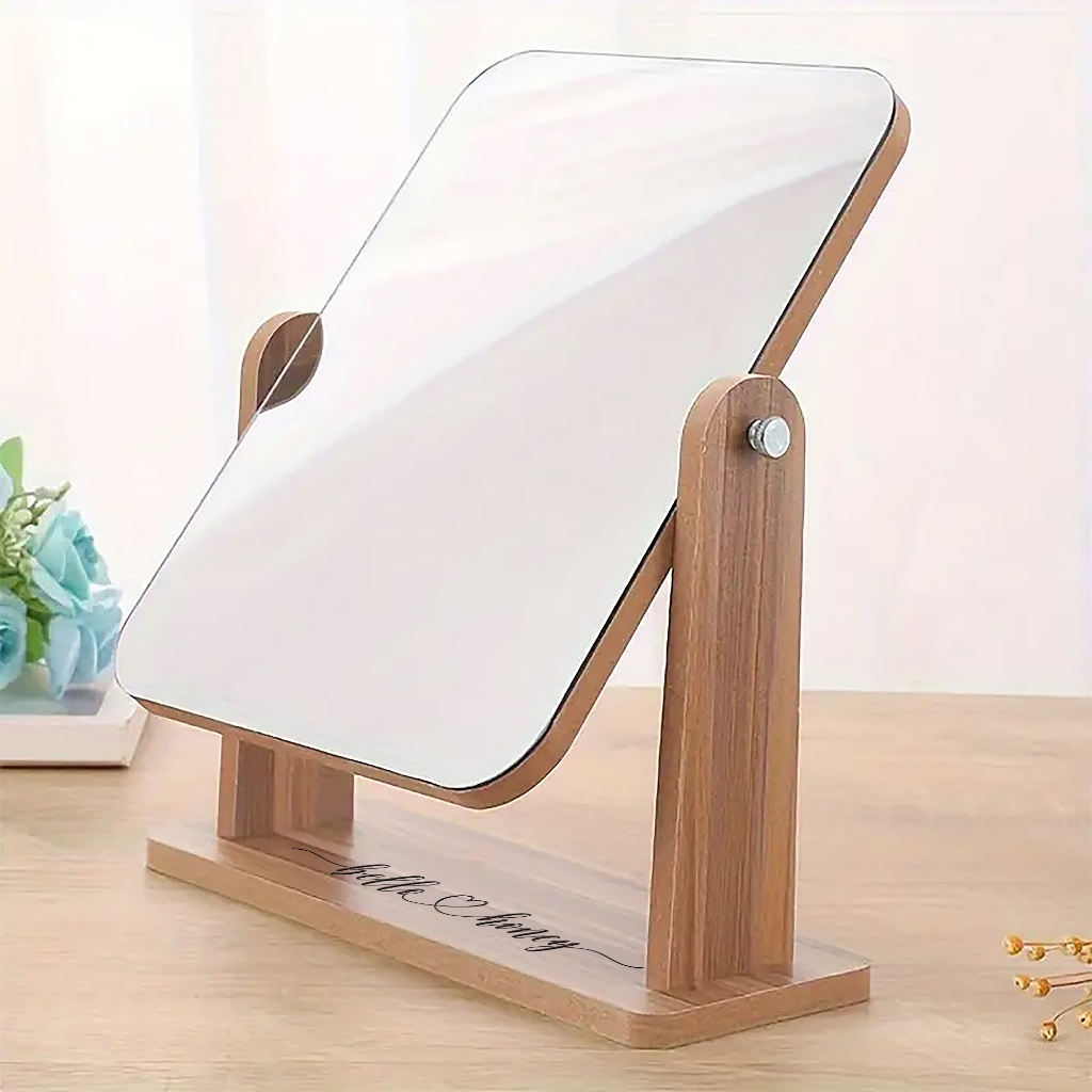 Personalized Wooden Mirror 360 Degree Portable Adjustable Table Desk ...