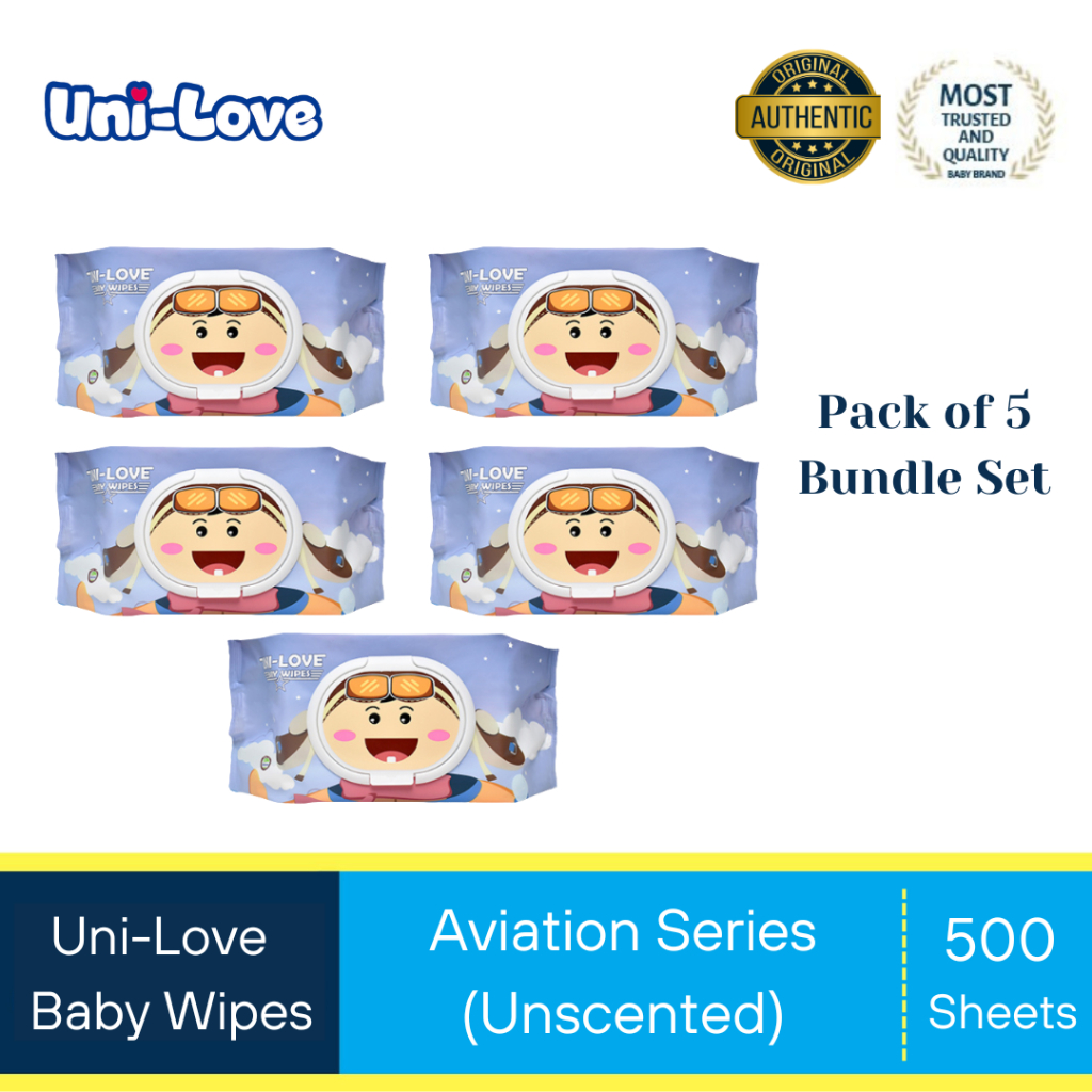 UniLove Baby Wipes Aviation Edition Pack of 5 (500 Sheets) | Shopee ...