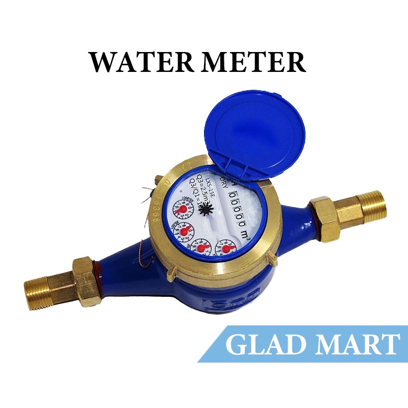 Water Meter Metal/Plastic 15mm 1/2" Household Water Meter with Coupling ...
