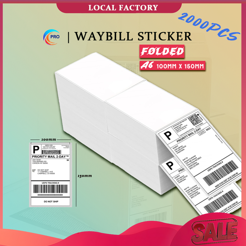 2000pcs/stack A6 Thermal Adhesive waybill Sticker Label Paper for ...