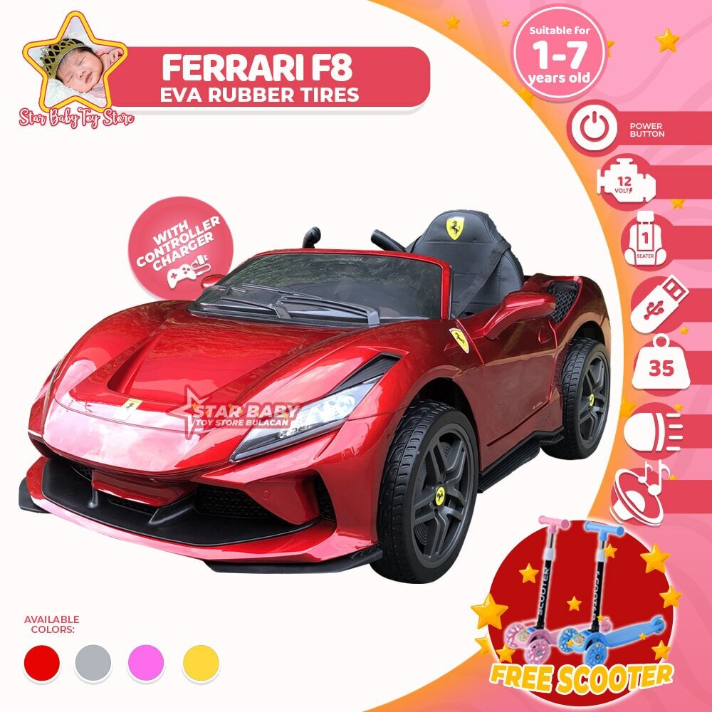 Star Baby Rechargeable Ferrari F8 Ride on Toy Car for Kids | Shopee ...