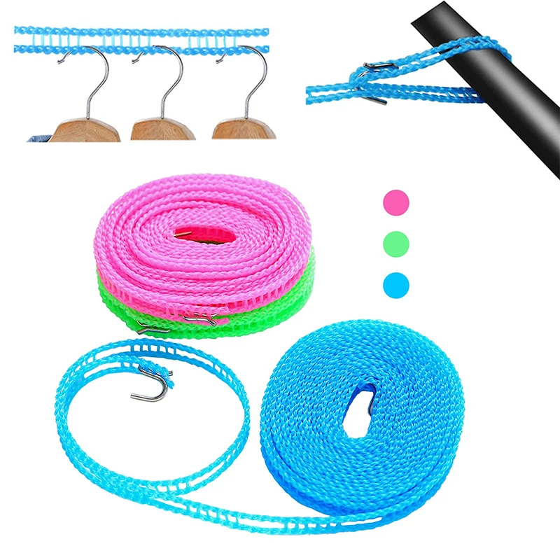 3m/5m/8m/10m Outdoor Clothes Travel Retractable Rope Washing Line ...