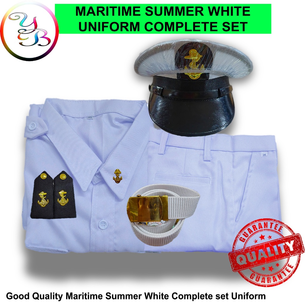 Maritime uniform summer white complete set for marine / seaman students ...