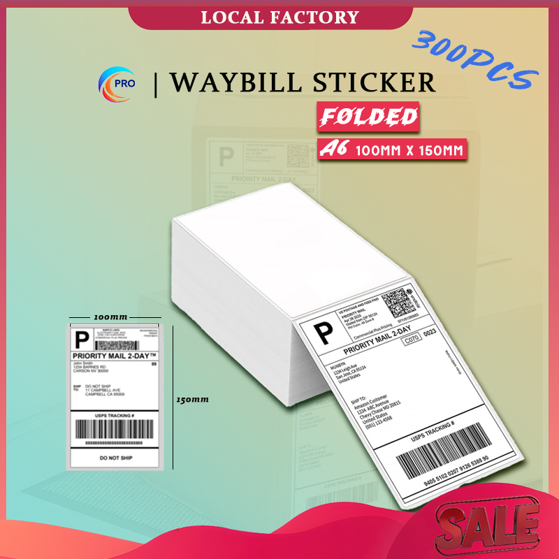 300pcs/stack A6 Waybill Sticker - Thermal Adhesive Sticker Label Paper ...