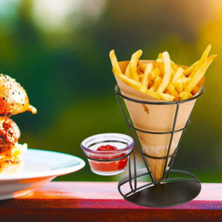 Fries Stand with sauce holder Metal Wire French Fry Tray Holder Food ...