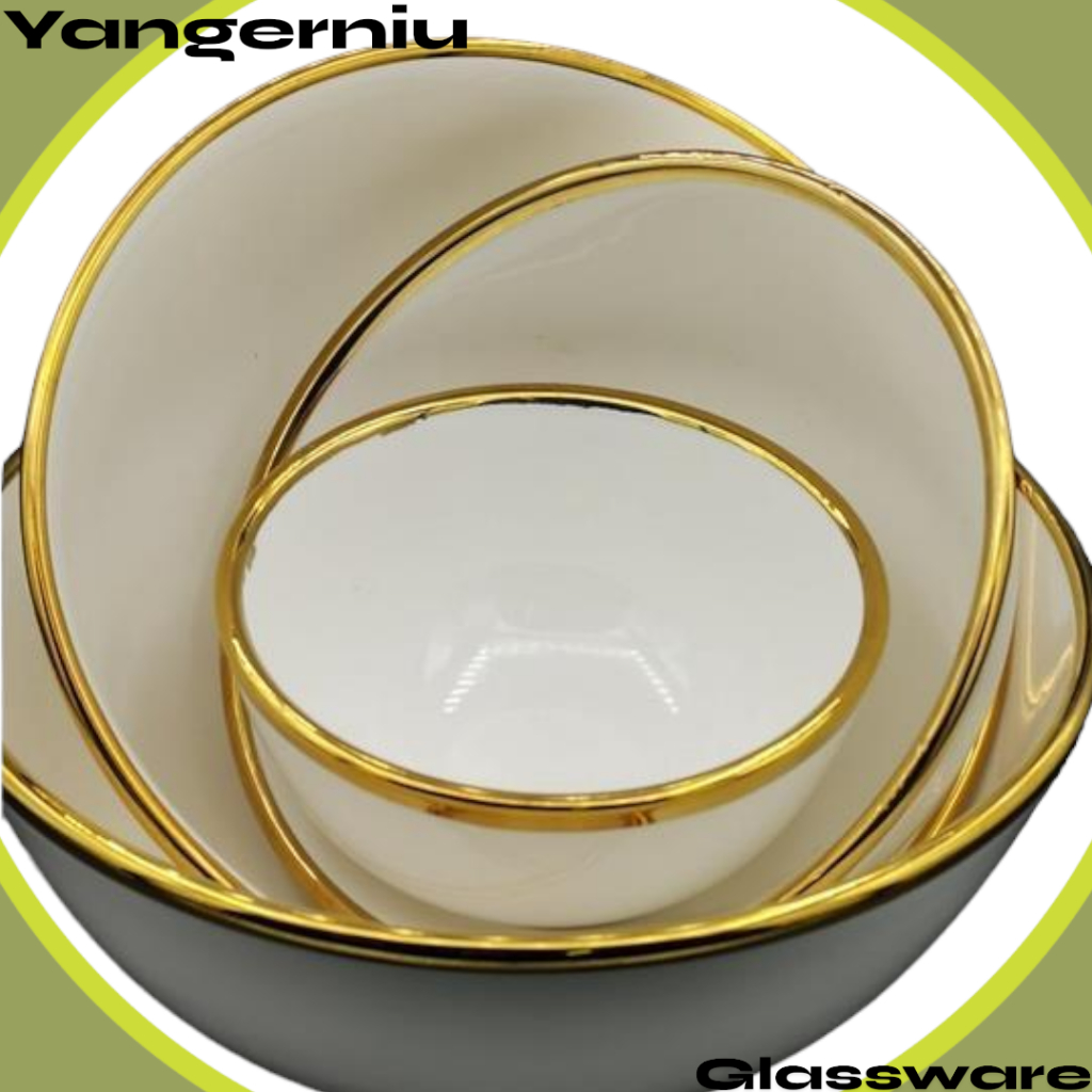 4inch-8Inch BOWL GOLD RIM Ceramic Bowl Round Soup Bowl Dinnerware Bowl ...