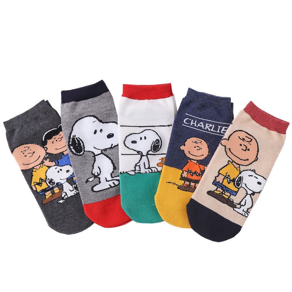 5Pairs/Set Snoopy Cartoon Socks Cotton Fashion Cute Ankle Socks for ...