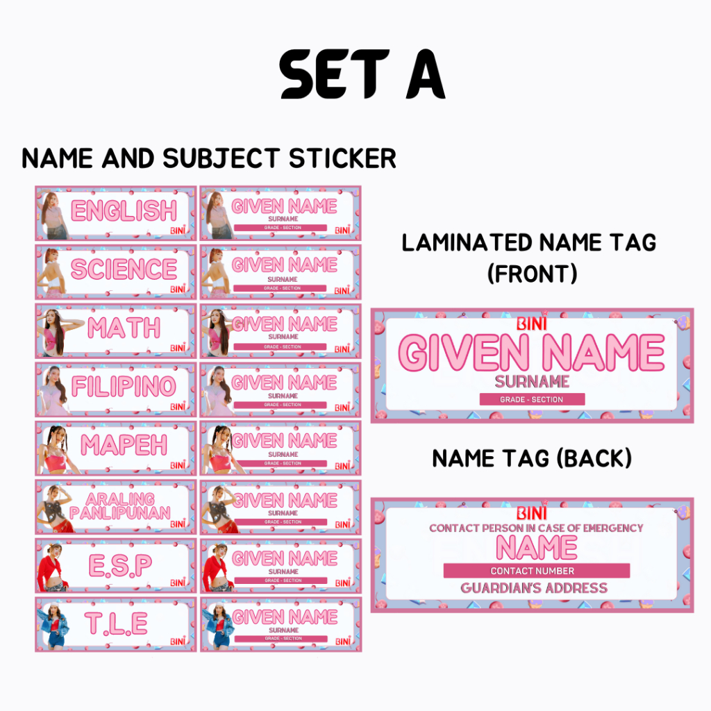 BINI Notebook Stickers Subject Stickers Name Label Stickers | Shopee ...