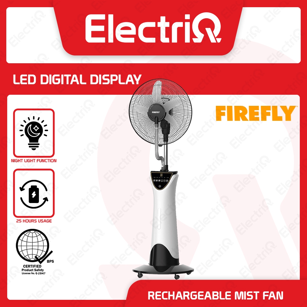 Electriq l Firefly 16 inch Rechargeable Mist Fan with Digital Display ...