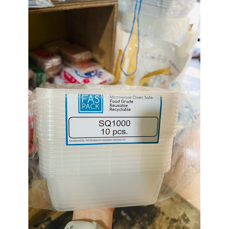 {10 pcs.} Microwavable Container SQ 1000 - Square 1000 ml/ 40 oz clear ...