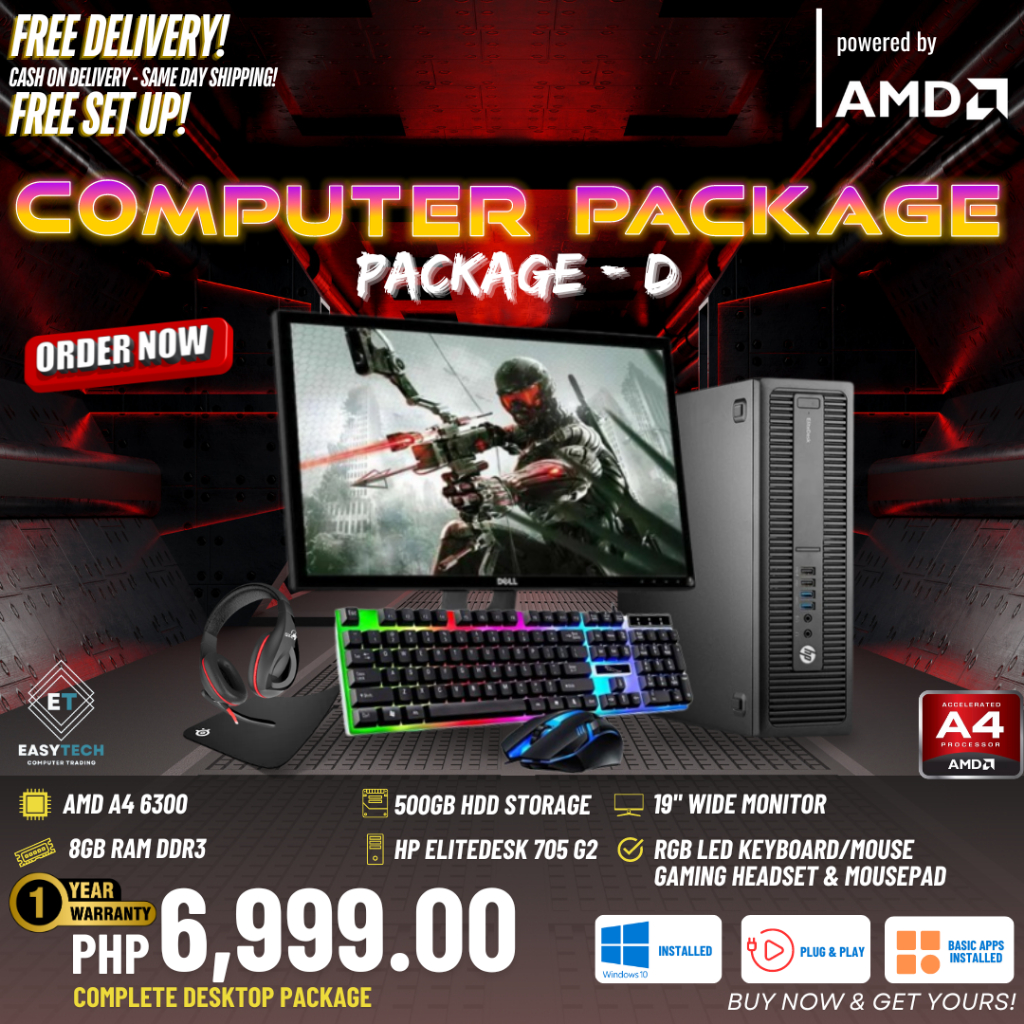 EASYTECH | AMD A4 6300 8GB RAM 500GB HDD w/ 19 inch Wide Monitor Full ...