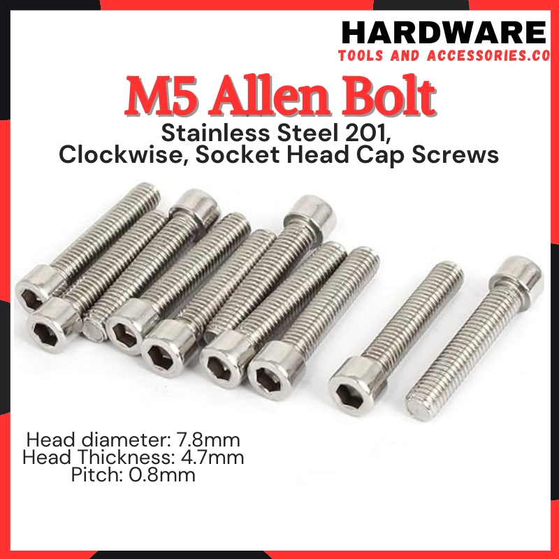 M5 Stainless Allen Bolt Hex Allen Cap screw Bolt Socket Allen Bolt ...
