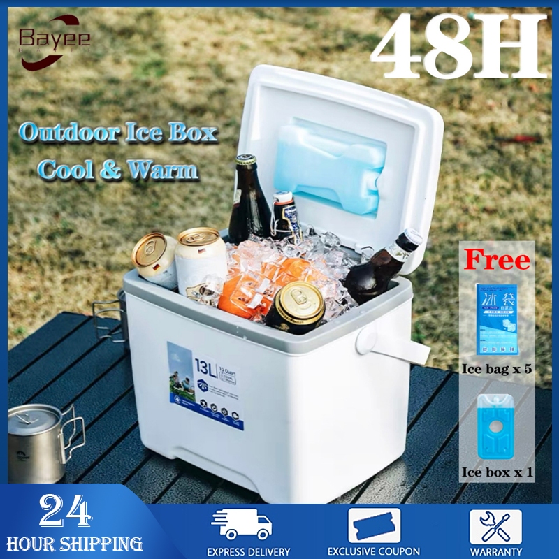 6L/13L Outdoor Ice Box Cooler Chest Insulated With Ice Brick Camping ...