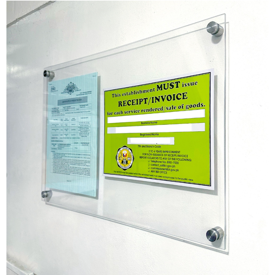 LE Acrylic Business Permit Certificate Registration Display Insert ...