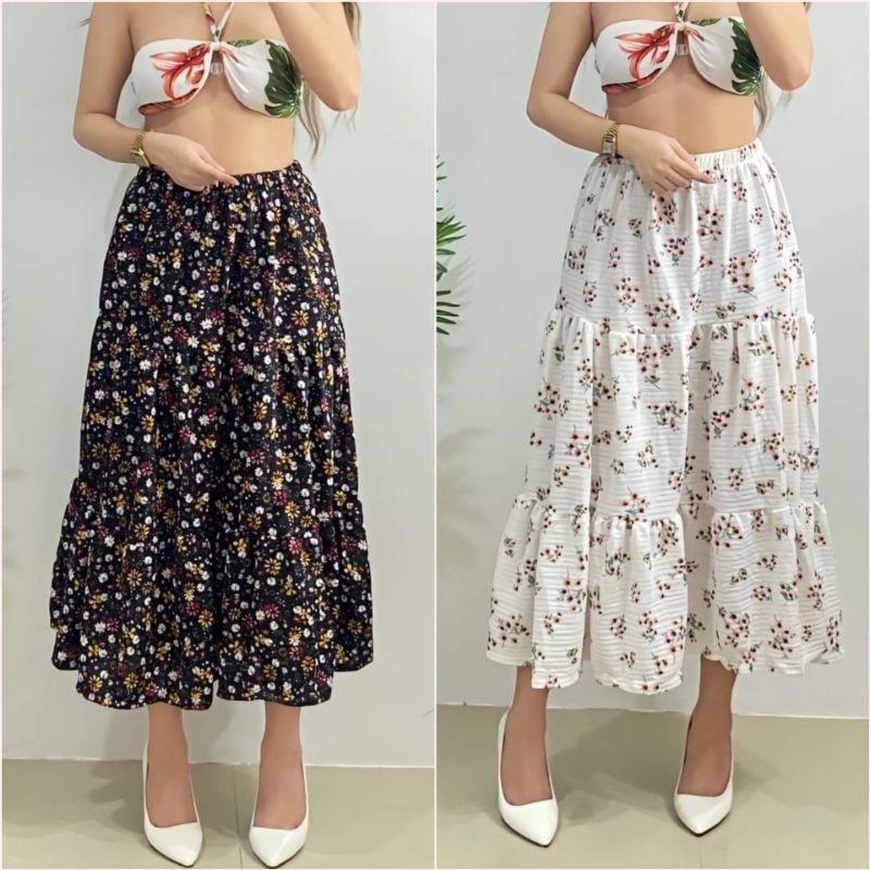 SMFH MARIE Floral Long Skirt ONHAND Beach Party Printed Maxi Skirt ...