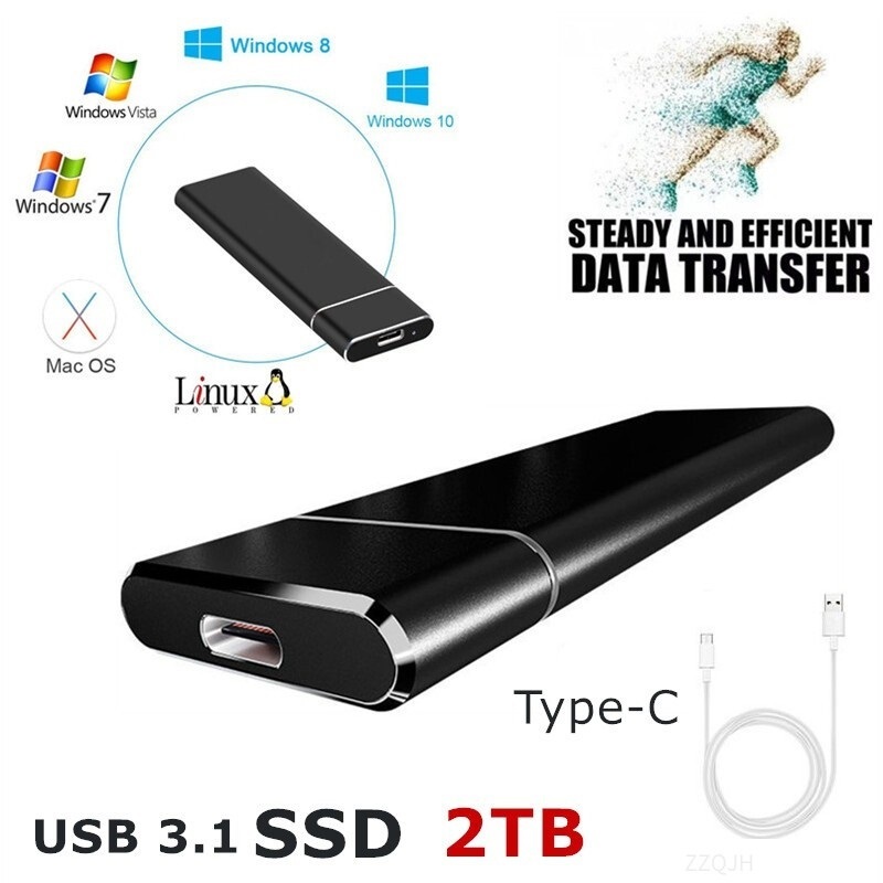 2-16TB SSD Mobile Solid State Drive USB 3.1 Storage Device Hard Disk ...