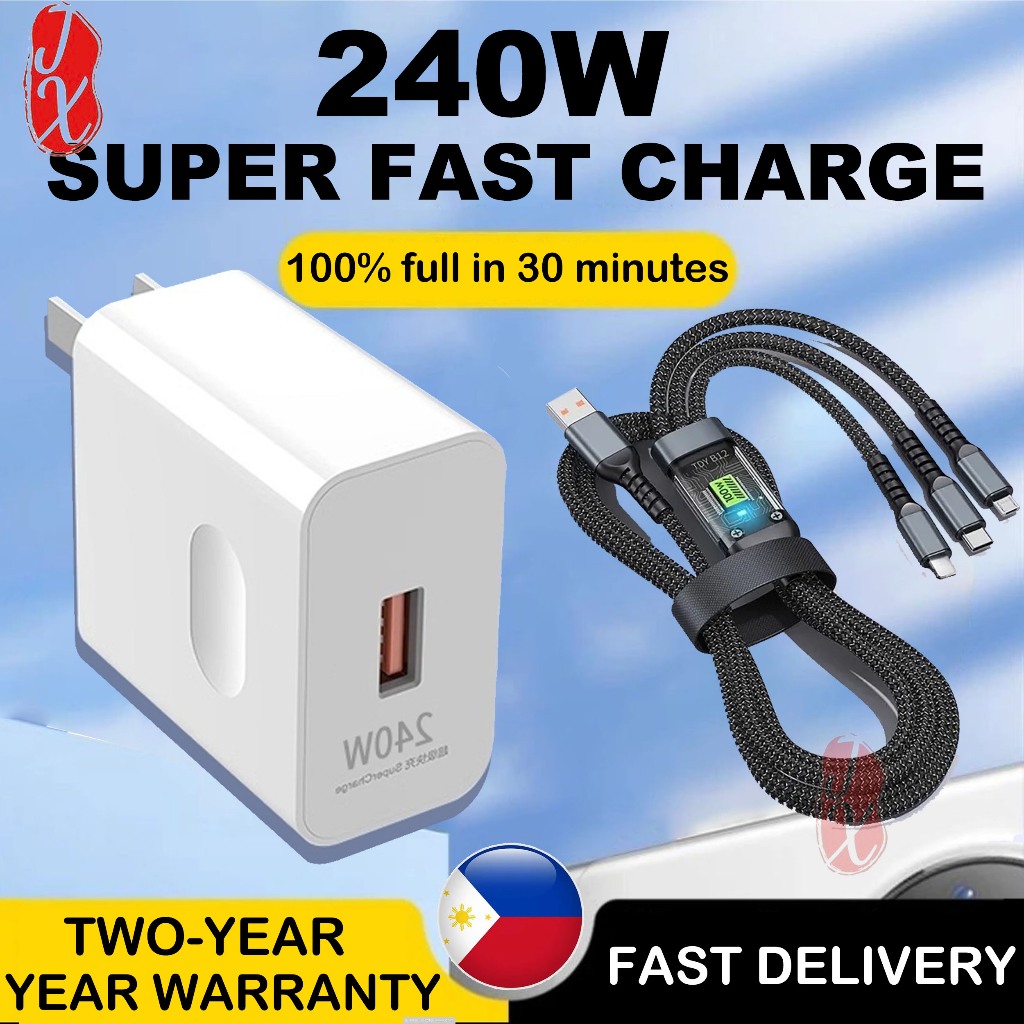 3in1 Super Fast Charger for Android Type C Micro USB iOS with Adaptor ...