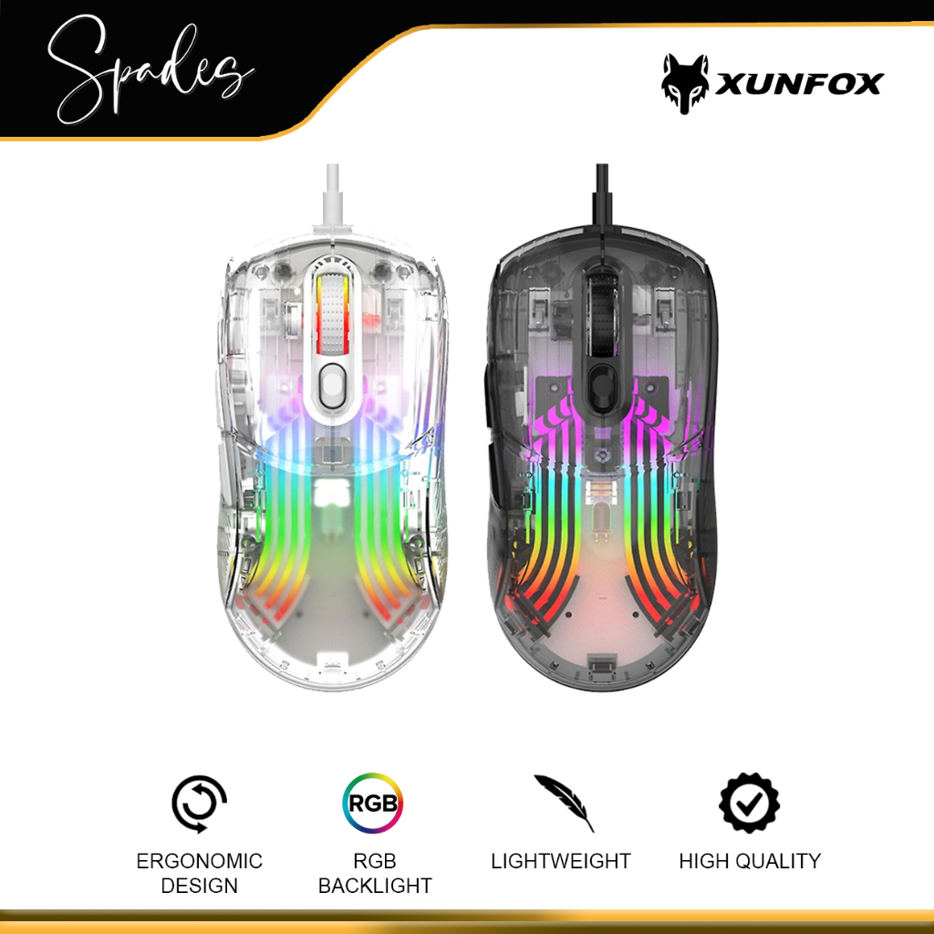 Gigaware Xunfox XYH10 USB Wired Full Body Transparent Design Mouse RGB ...
