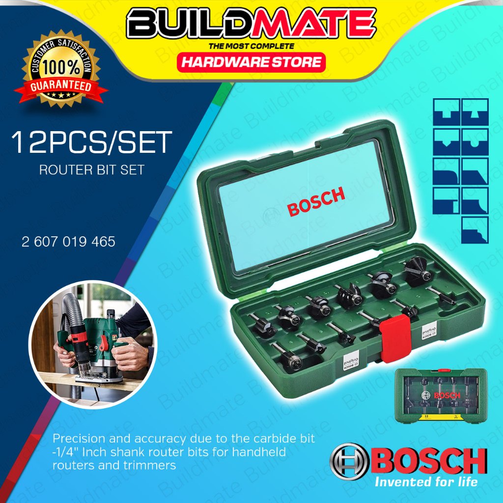 (12PCS) BUILDMATE Router Bit Set 1/4" Inch Shank for Handheld Routers ...