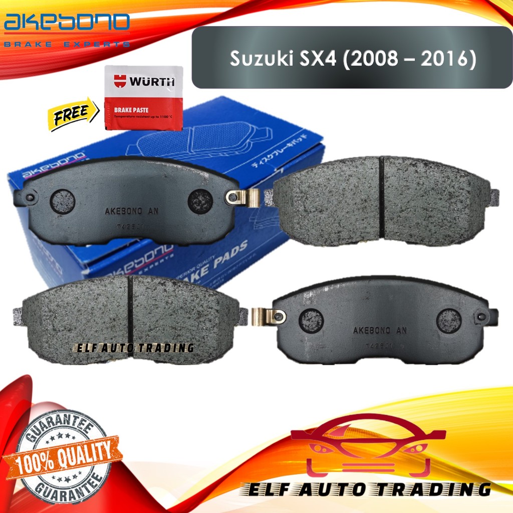 Genuine Akebono Front Brake Pads for Suzuki SX4 (2008 - 2016) | Shopee Philippines