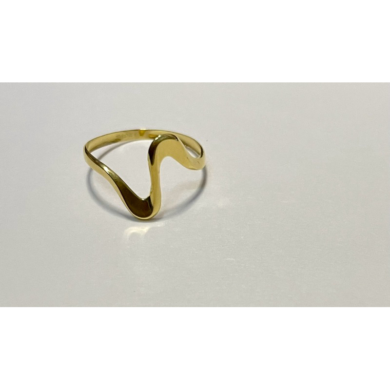 PAWNABLE 18K Saudi Gold Lightweight S Wave Minimalist Ring(Open back ...