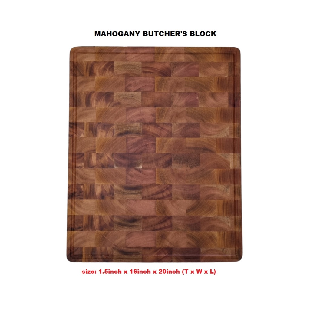 Butcher Block (End Grain) Genuine Mahogany Wood 1.5" x 16" x 20 ...