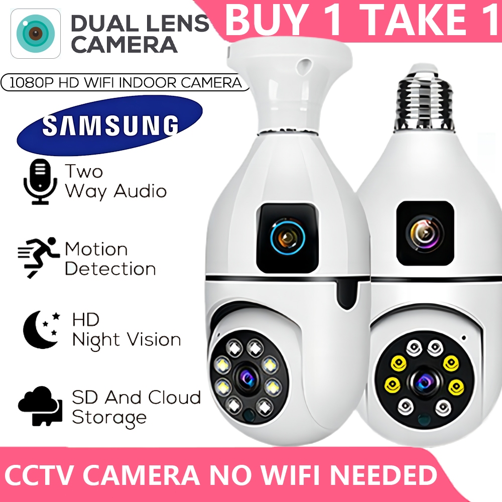 BUY 1 TAKE 1 Samsung CCTV Camera Dual Lens No WIFI Needed Two-Way Call ...