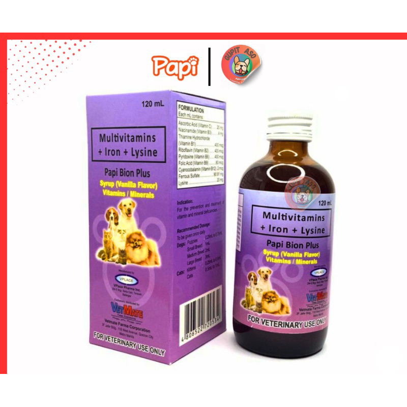 Papi Bion Plus Vitamins and Minerals for Cats and Dogs 120ml ...