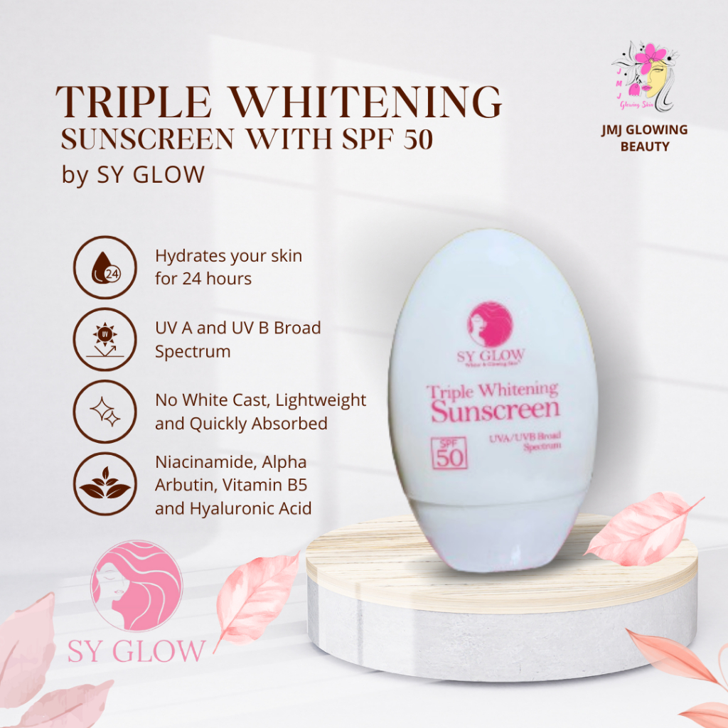 SY GLOW TRIPLE WHITENING SUNSCREEN SPF50 | Shopee Philippines