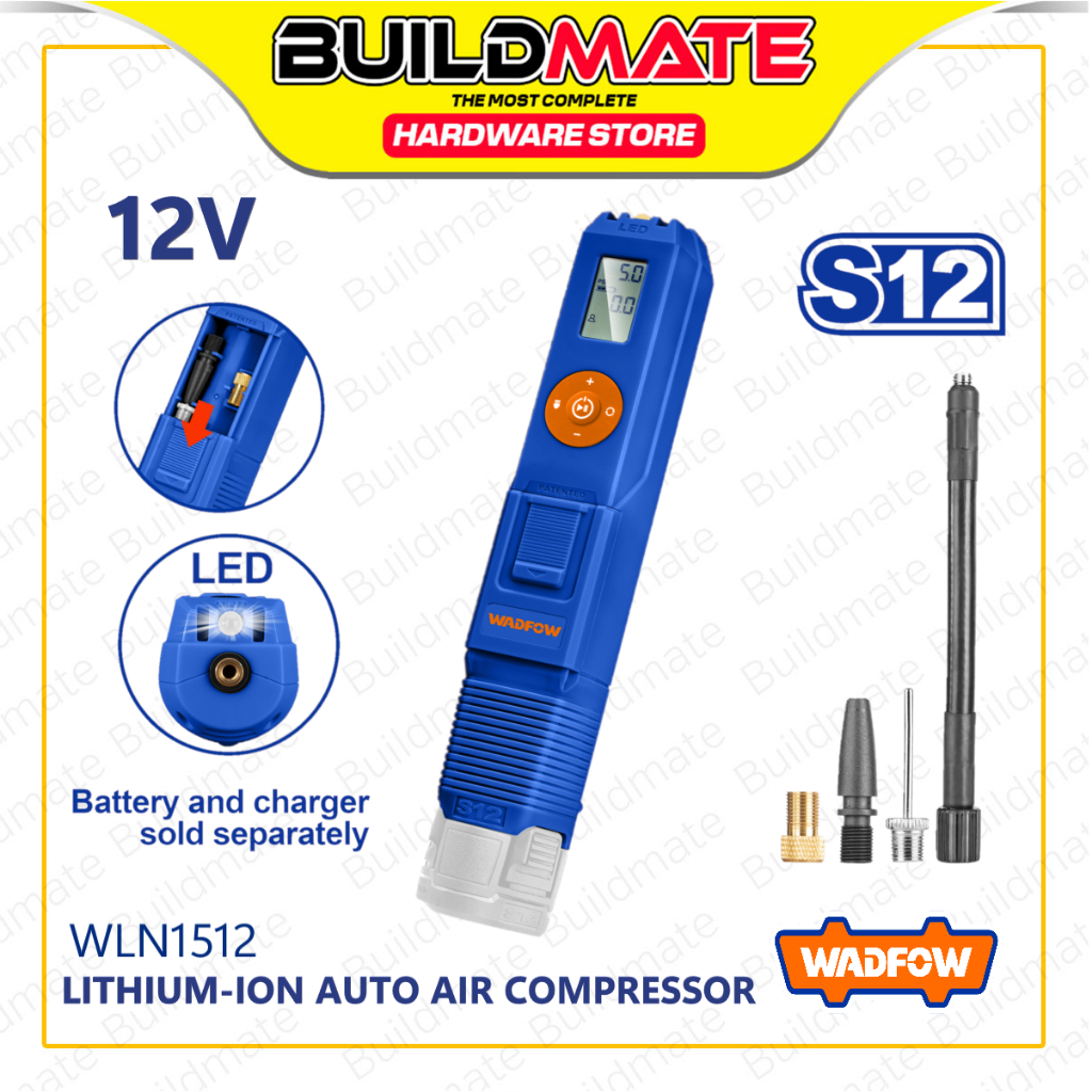 BUILDMATE Wadfow 12V Cordless Auto Air Compressor 160Psi Portable Tire ...