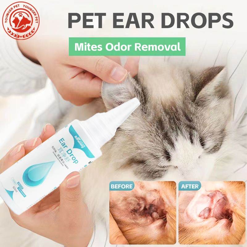 60ml Pet Ear Drops Dog Cat Ear Drops Pet Eye Drops Cleaning＆Odor ...