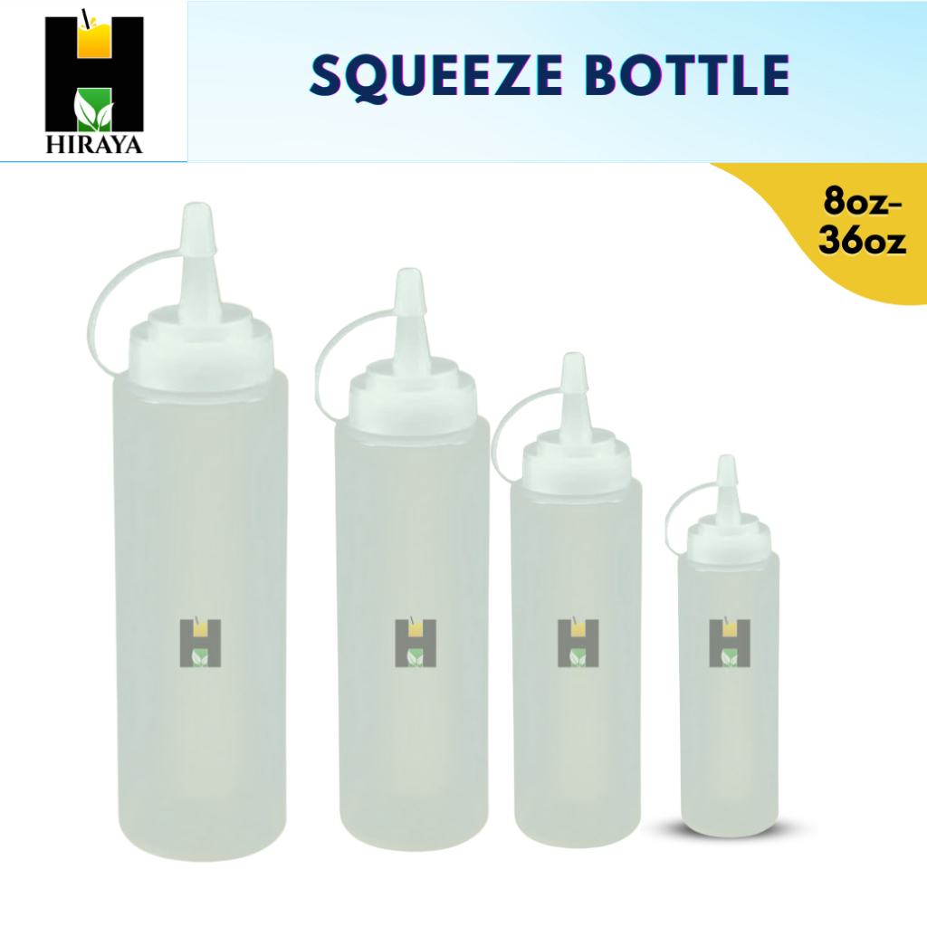 1L/600ML/360ML Plastic Squeeze Condiment Bottles with Twist On Cap Lids ...
